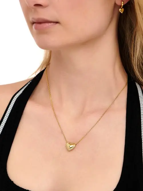 DEVATA Gold Plated Sterling Silver Heart Pendant Necklace
