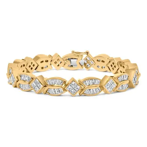 HAUS OF BRILLIANCE 14k Gold 8 1/5 Cttw Diamond Geometric Twist Link Bracelet - Yellow