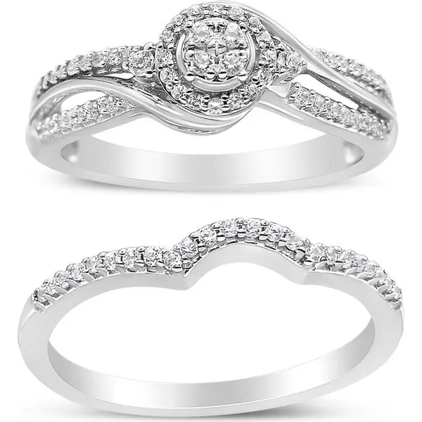 HAUS OF BRILLIANCE Silver 1/3 Cttw Diamond Bridal Ring Set - White