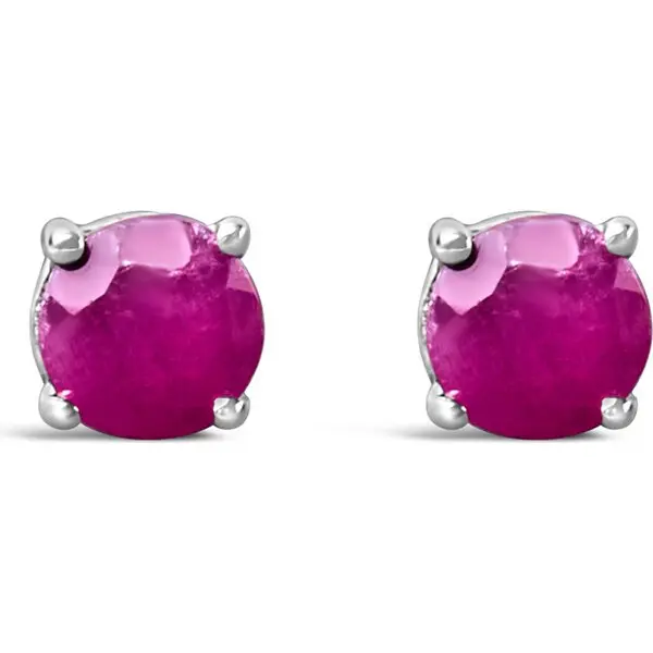 HAUS OF BRILLIANCE 925 Sterling Silver 3.5 Mm Created Solitaire Stud Earrings - Pink Ruby