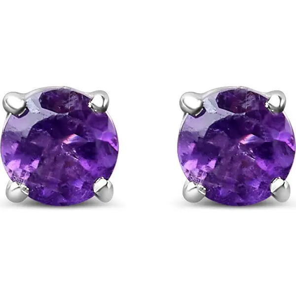 HAUS OF BRILLIANCE 925 Sterling Silver 3.5 Mm Created Solitaire Stud Earrings - Purple Amethyst