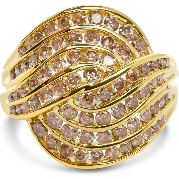 HAUS OF BRILLIANCE 10k Gold 2.0 Cttw Diamond Cocktail Swirl Band Ring - Yellow