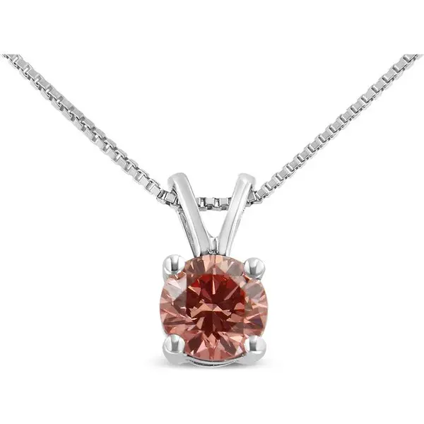 HAUS OF BRILLIANCE 10k Gold 1/4 Cttw Lab Grown Diamond Solitaire Pendant Necklace - Pink Diamond