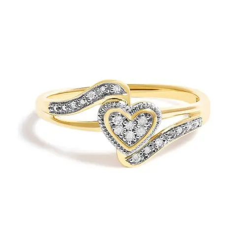 HAUS OF BRILLIANCE 10k Gold Diamond Accent Filigree Heart Promise Ring - Yellow