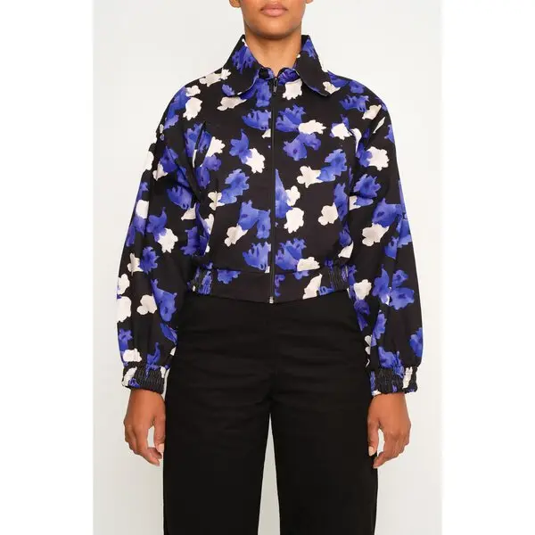 THE LULO PROJECT Citadel Floral Stretch Cotton Bomber Jacket