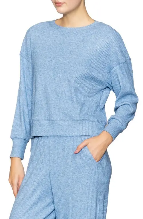 MELLODAY Relaxed Rib Top - Heather Blue