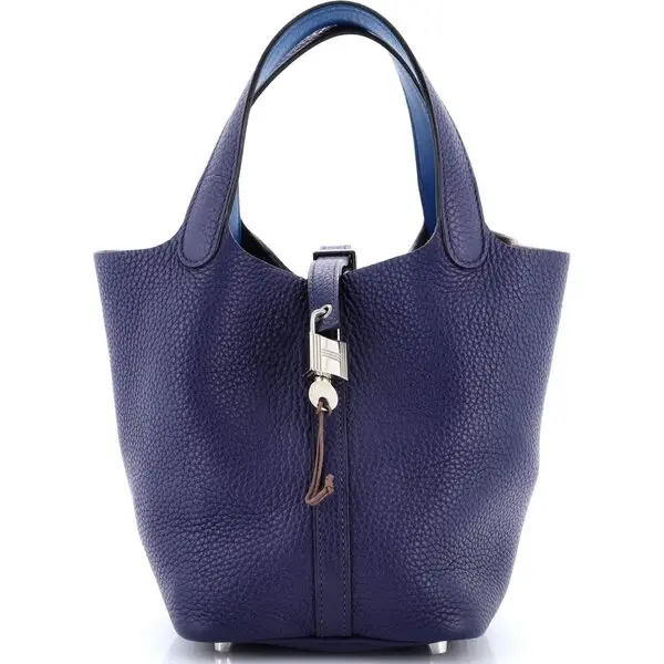 HERMES Picotin Lock Bag Clemence With Swift Pm - Bleu Encre