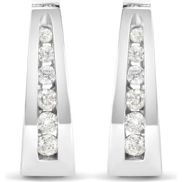 HAUS OF BRILLIANCE 14k Gold 1/4 Cttw Diamond Hoop Earrings - White