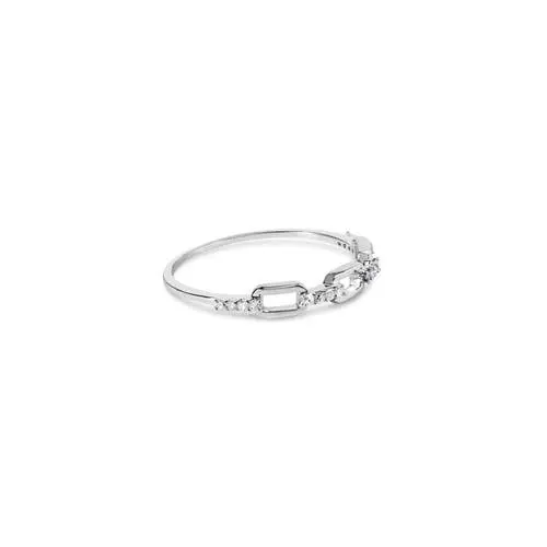 HAUS OF BRILLIANCE Silver Diamond Accent Paperclip Band Ring