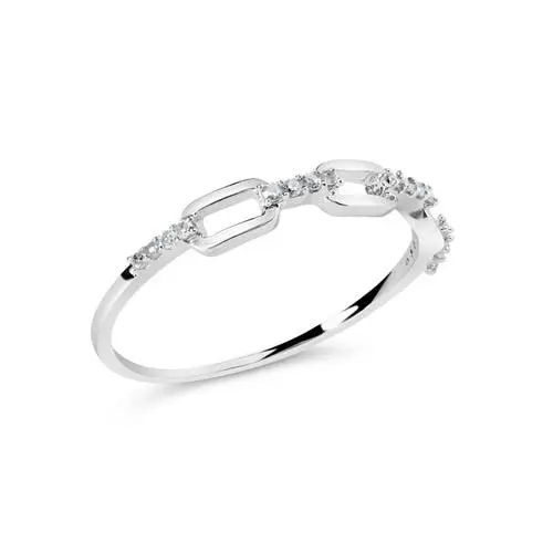 HAUS OF BRILLIANCE Silver Diamond Accent Paperclip Band Ring
