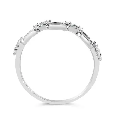 HAUS OF BRILLIANCE Silver Diamond Accent Paperclip Band Ring