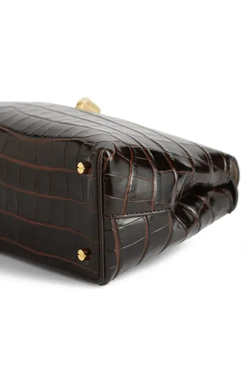 TOTEME T-lock Croc Embossed Leather Clutch - Dark Brown