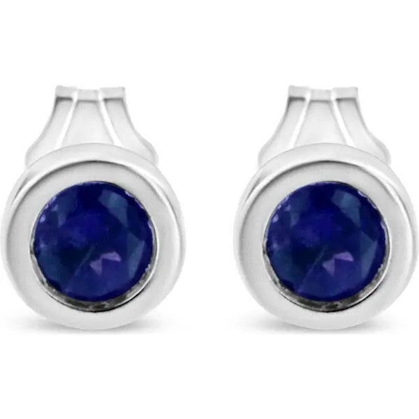 HAUS OF BRILLIANCE Stud Earrings With Created Gemstones - Blue Sapphire