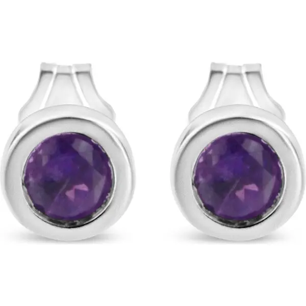 HAUS OF BRILLIANCE Stud Earrings With Created Gemstones - Purple Amethyst