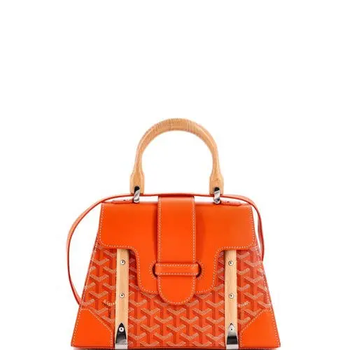 Goyard Saigon Top Handle Bag Coated Canvas With Leather Pm - Orange