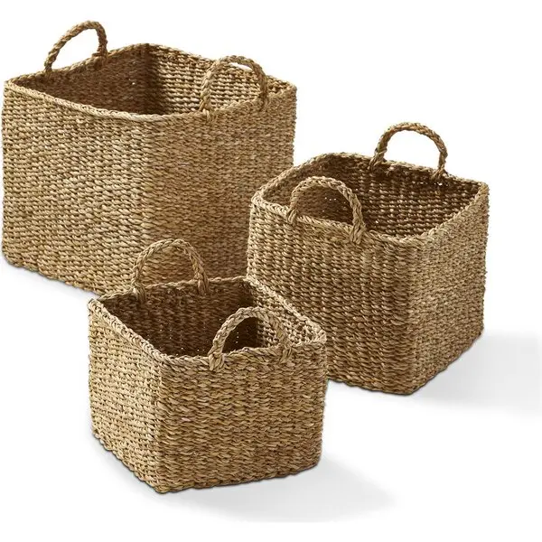 TAG Natural Seagrass Square Decorative Basket For Everyday Use - Beige