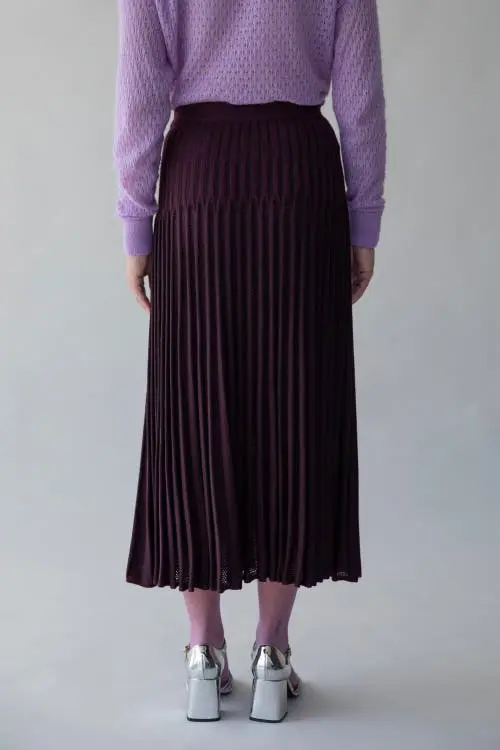 SSKEIN Soleil Midi Skirt - Aubergine