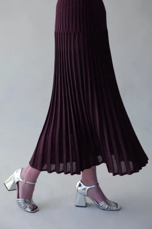 SSKEIN Soleil Midi Skirt - Aubergine