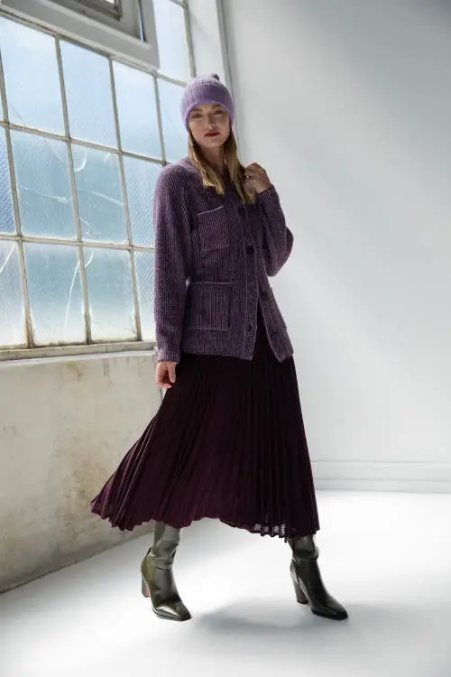 SSKEIN Soleil Midi Skirt - Aubergine