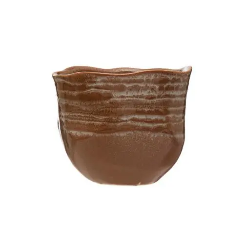 STORIED HOME Stoneware Planter - Brown