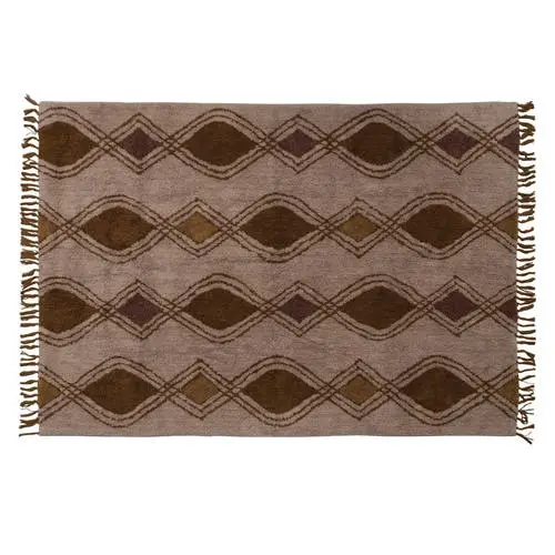 STORIED HOME Rug With Fringe - Brown