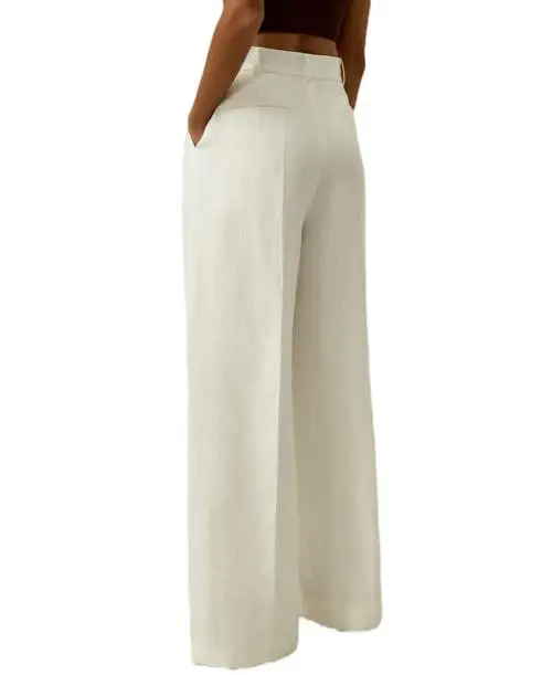Lilysilk Silk-linen Blend Wide Leg Trousers
