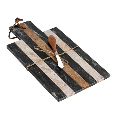 STORIED HOME Cheese And Cutting Board With Handle - Brown