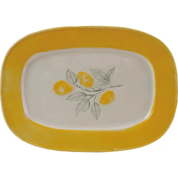 STORIED HOME Plate With Lemons - Yellow