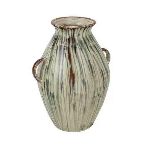 STORIED HOME Vase With Handles - Green