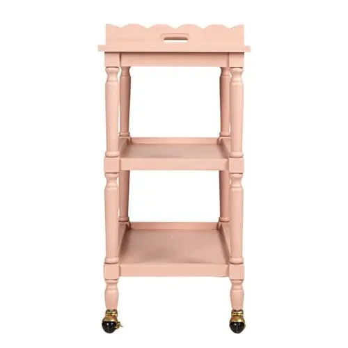 STORIED HOME 3-tier Bar Cart On Casters With Removable Scalloped Tray