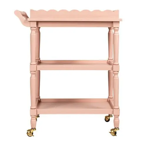 STORIED HOME 3-tier Bar Cart On Casters With Removable Scalloped Tray