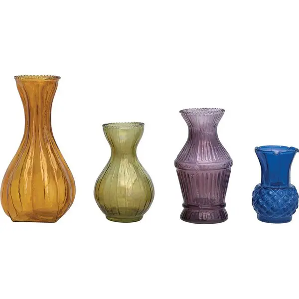 STORIED HOME Various Debossed Bud Vases - Yellow