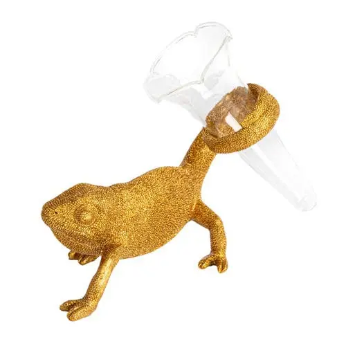 STORIED HOME Chameleon With Vase - Gold