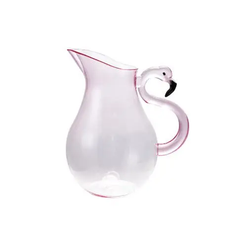 STORIED HOME Pitcher With Flamingo Handle - Pink