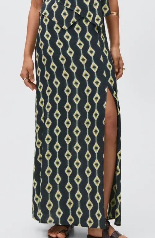 Mango Diamond Print Maxi Skirt - Blue