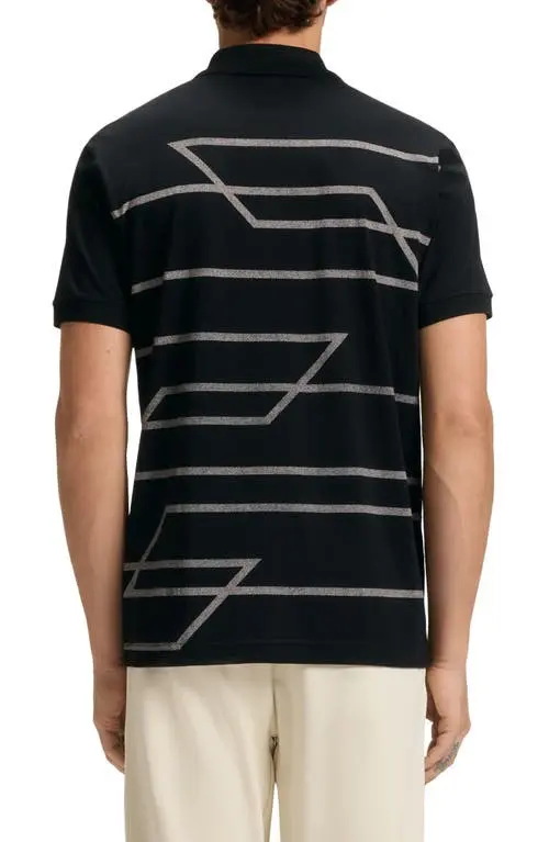 BOSS Phlix Geometric Print Cotton Zip Polo