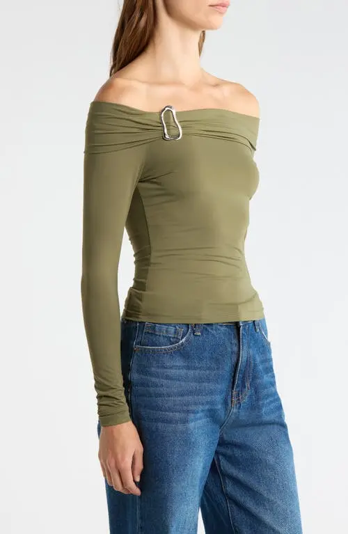 PACSUN Lannie Hardware Off-the-shoulder Top - Green