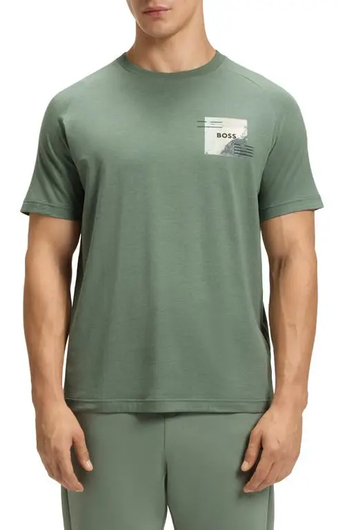 BOSS Stripe Zone Stretch Cotton Blend Graphic T-shirt - Open Green