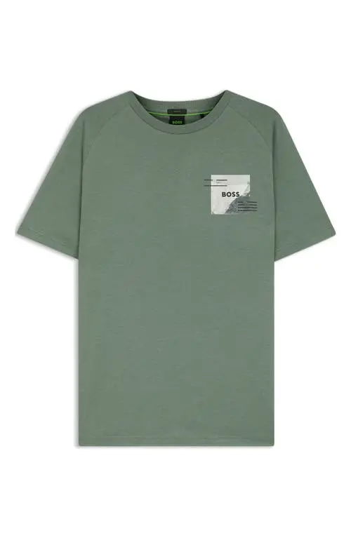 BOSS Stripe Zone Stretch Cotton Blend Graphic T-shirt - Open Green
