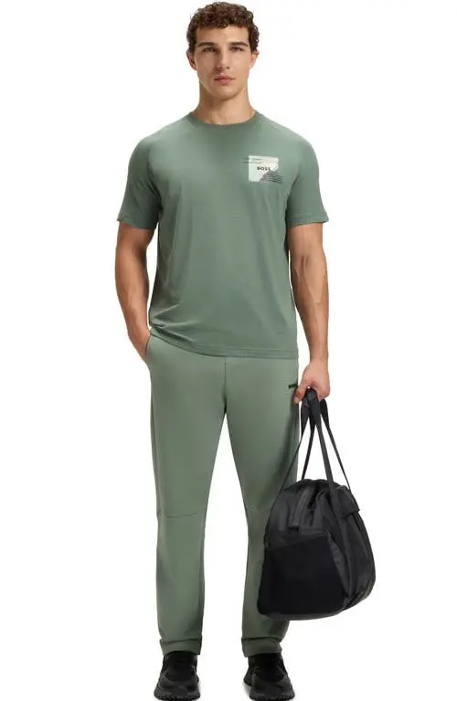 BOSS Stripe Zone Stretch Cotton Blend Graphic T-shirt - Open Green