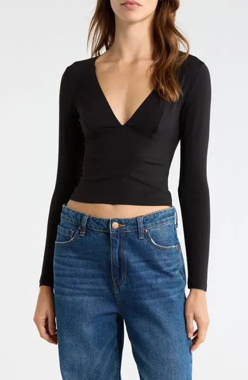 PACSUN Gianna V-neck Top - Black