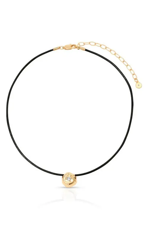 Ettika Molten Sphere Leather Pendant Necklace - Gold