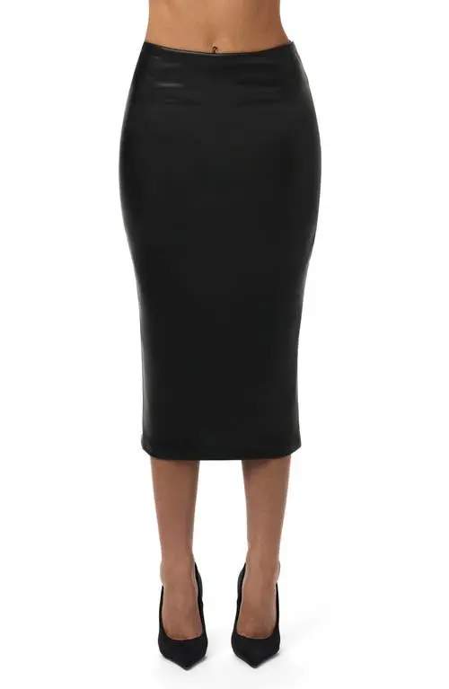 Naked Wardrobe Faux Leather Body-con Midi Skirt - Black