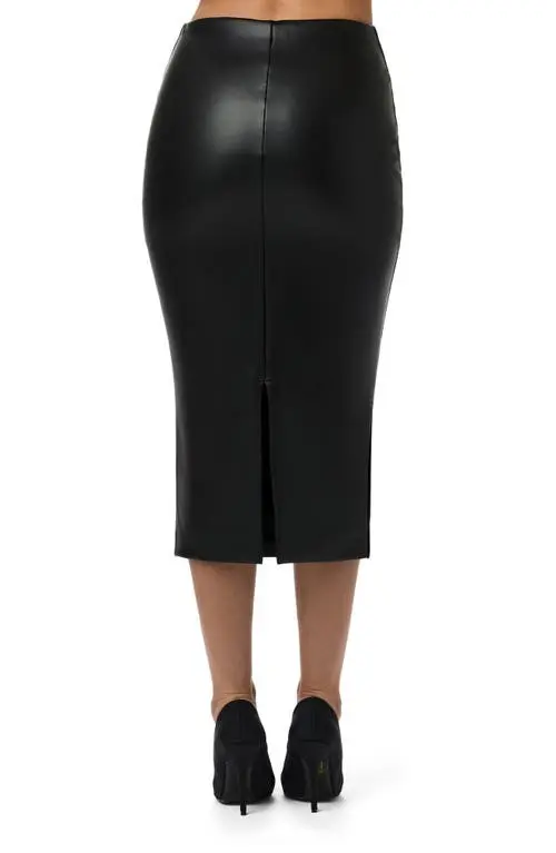 Naked Wardrobe Faux Leather Body-con Midi Skirt - Black