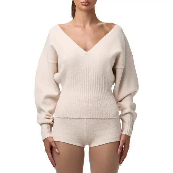 Naked Wardrobe V-neck Ribbed Sweater