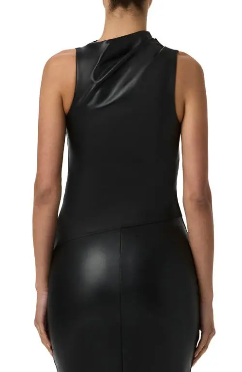 Naked Wardrobe Asymmetric Faux Leather Top - Black