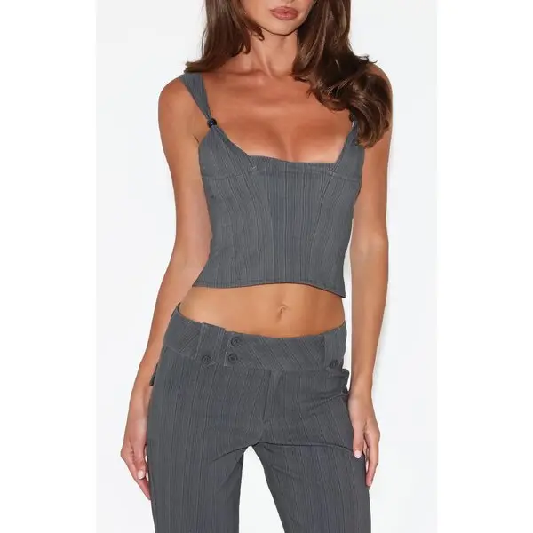 TIGER MIST Kittie Corset Top - Grey Stipe