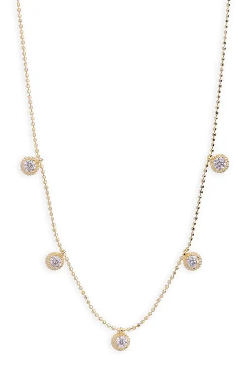 Argento Vivo Cubic Zirconia Station Necklace - Gold