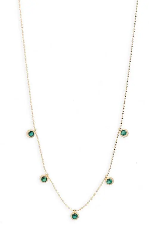 Argento Vivo Cubic Zirconia Station Necklace - Gold/green