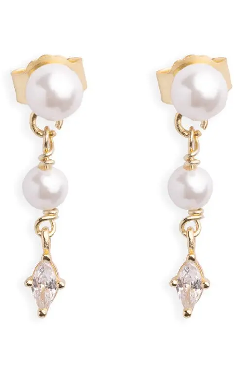 Argento Vivo Freshwater Pearl And Cubic Zirconia Linear Drop Earrings - Gold/freshwater Pearl